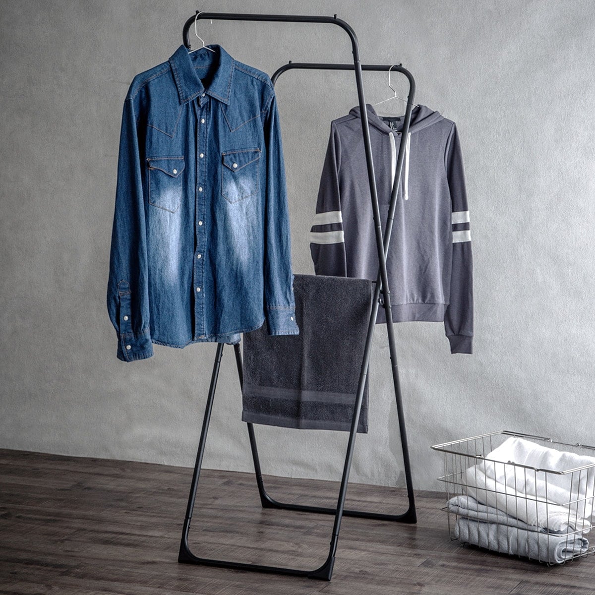 STEEL DRYING RACK X-TYPE HALF BK — NITORI INDIA