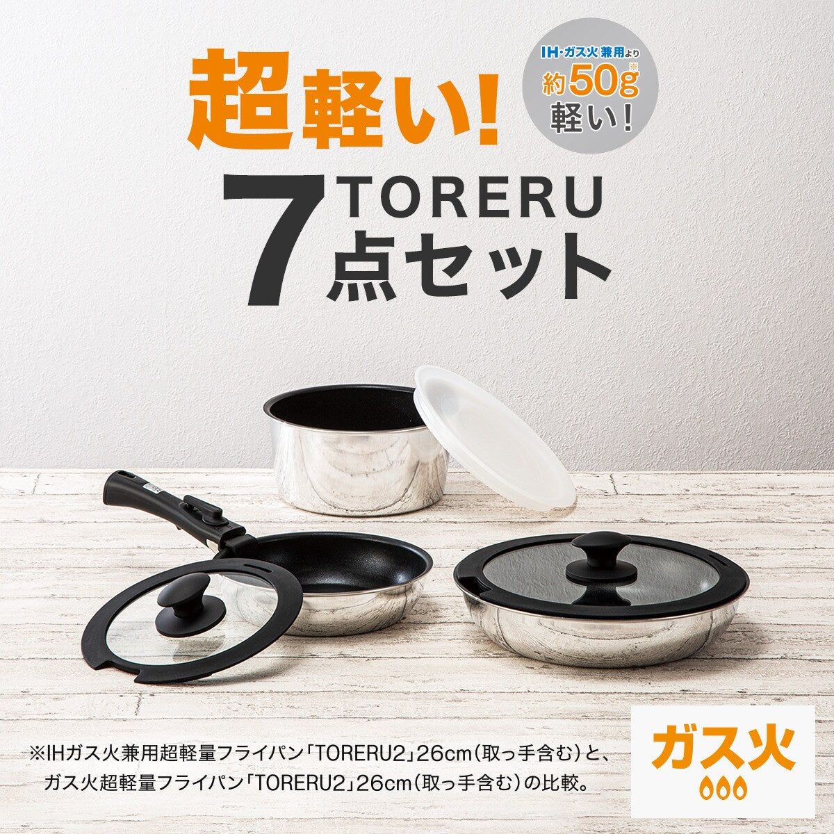 GAS POT&FRYINGPAN WITH DETACHABLE HANDLE 7P SET KS3 — NITORI INDIA