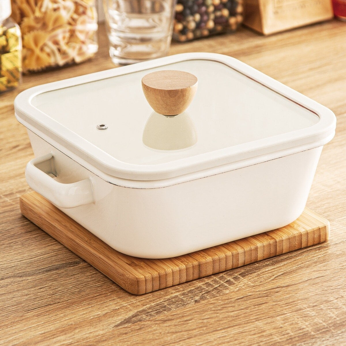 SQUARE ENAMEL POT 20CM — NITORI INDIA