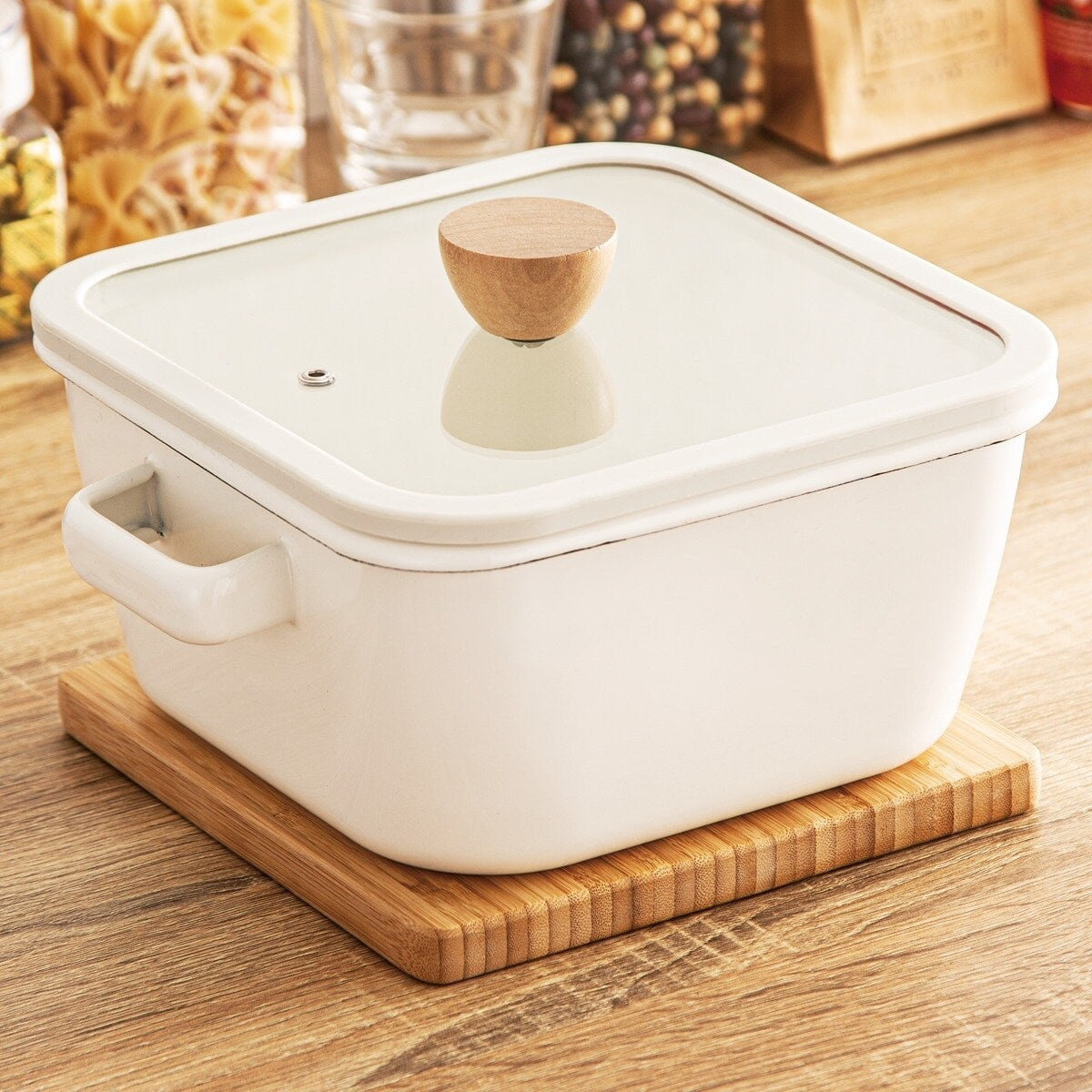 SQUARE ENAMEL DEEP POT 20CM — NITORI INDIA